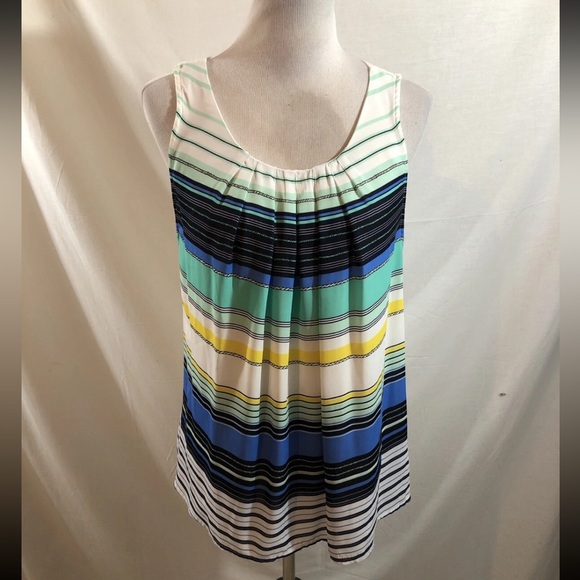 Elle | Tops | Elle Off White Sleeveless Top Mint Blue Stripes Womens Xl ...